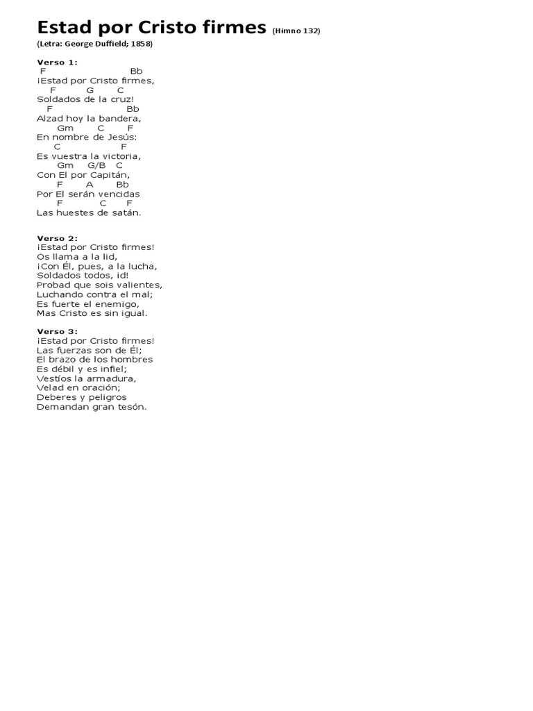 Estad Por Cristo Firmes (Himno 132) | PDF
