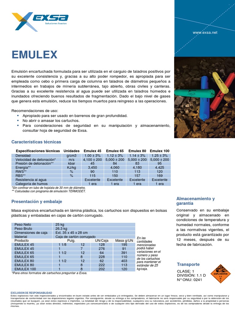 Emulex | Material explosivo | Naturaleza