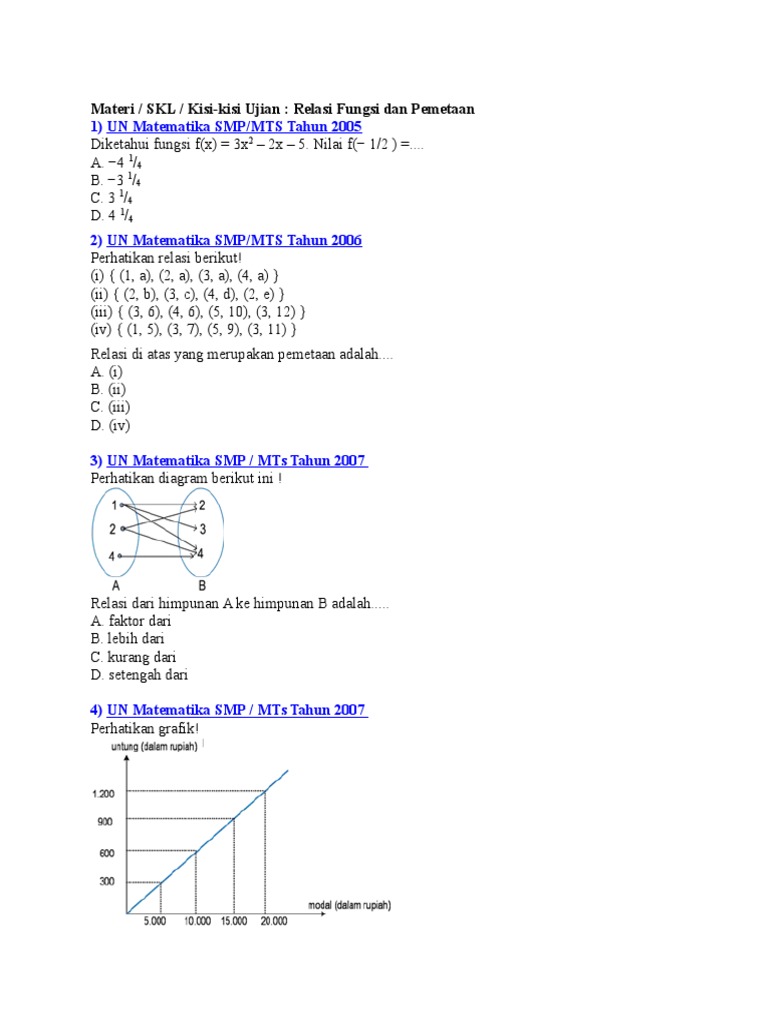 Soal Fungsi Dan Relasi | PDF
