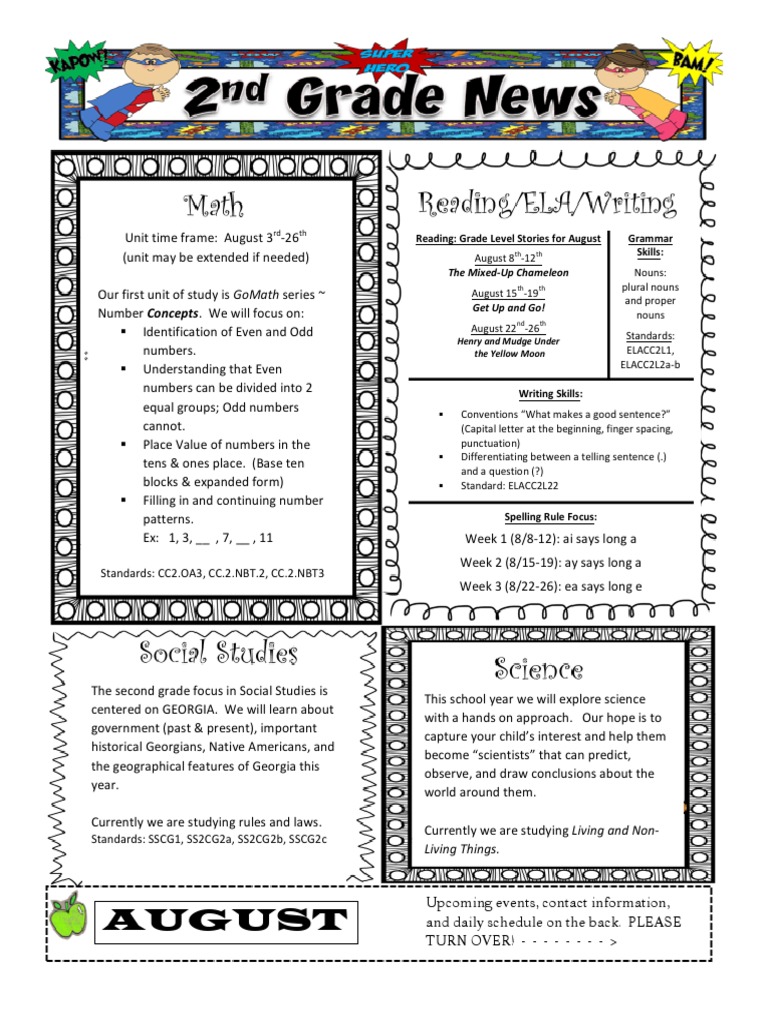 August2016 2nd Grade Newsletter | PDF | Foreign Language Studies ...