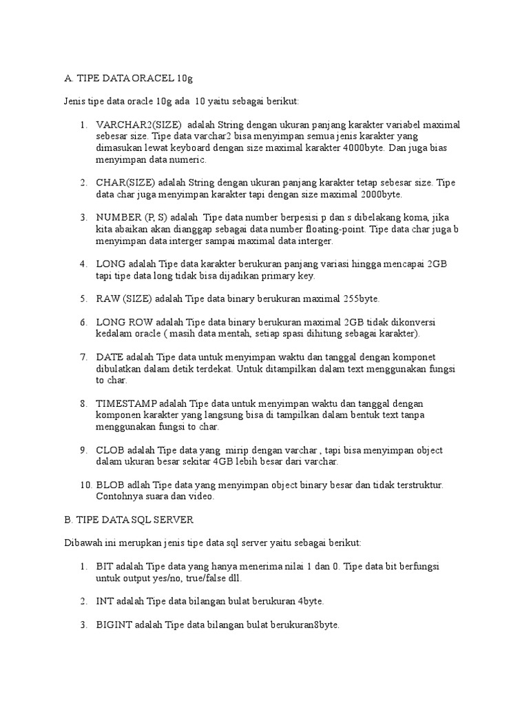 Tipe Data SQL | PDF