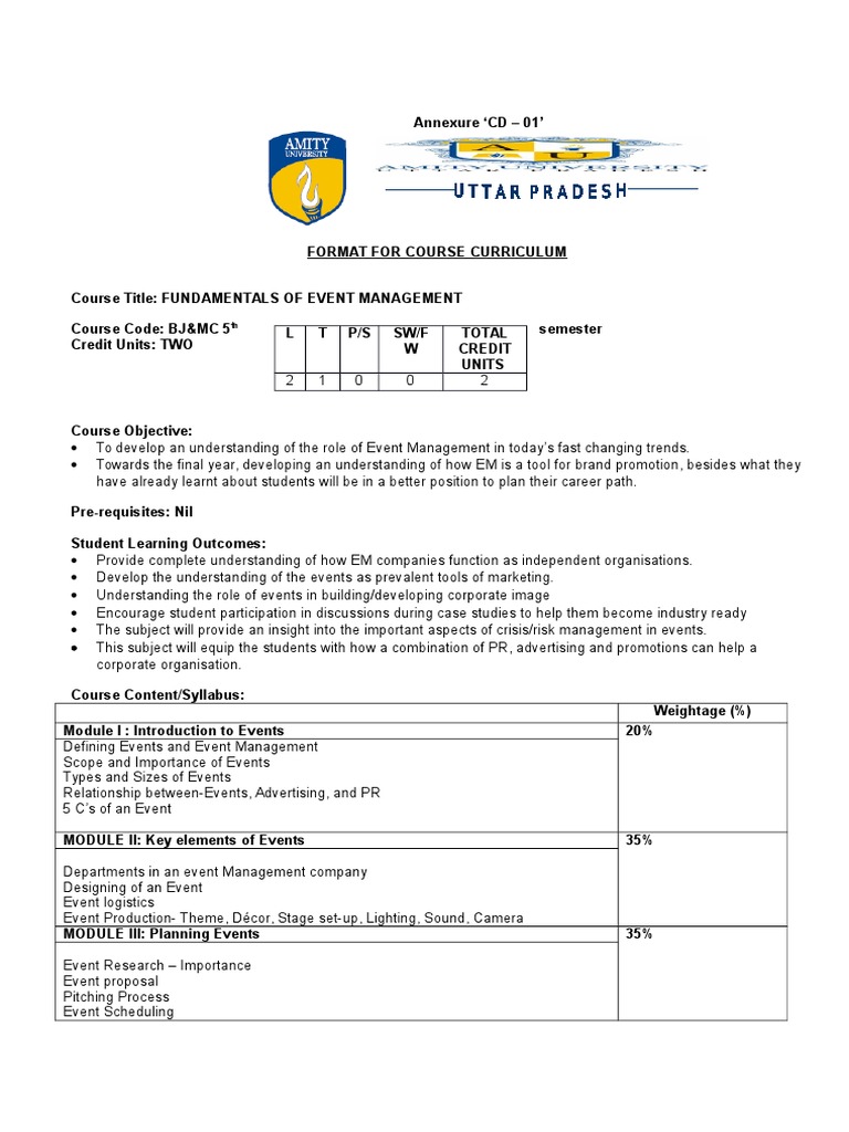 Fundamentals of Event Management Course | PDF | Advertising | Learning