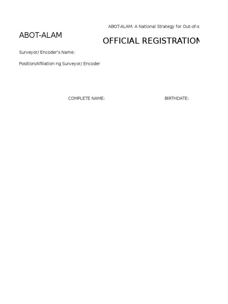 Official Registration Form: Abot-Alam | PDF