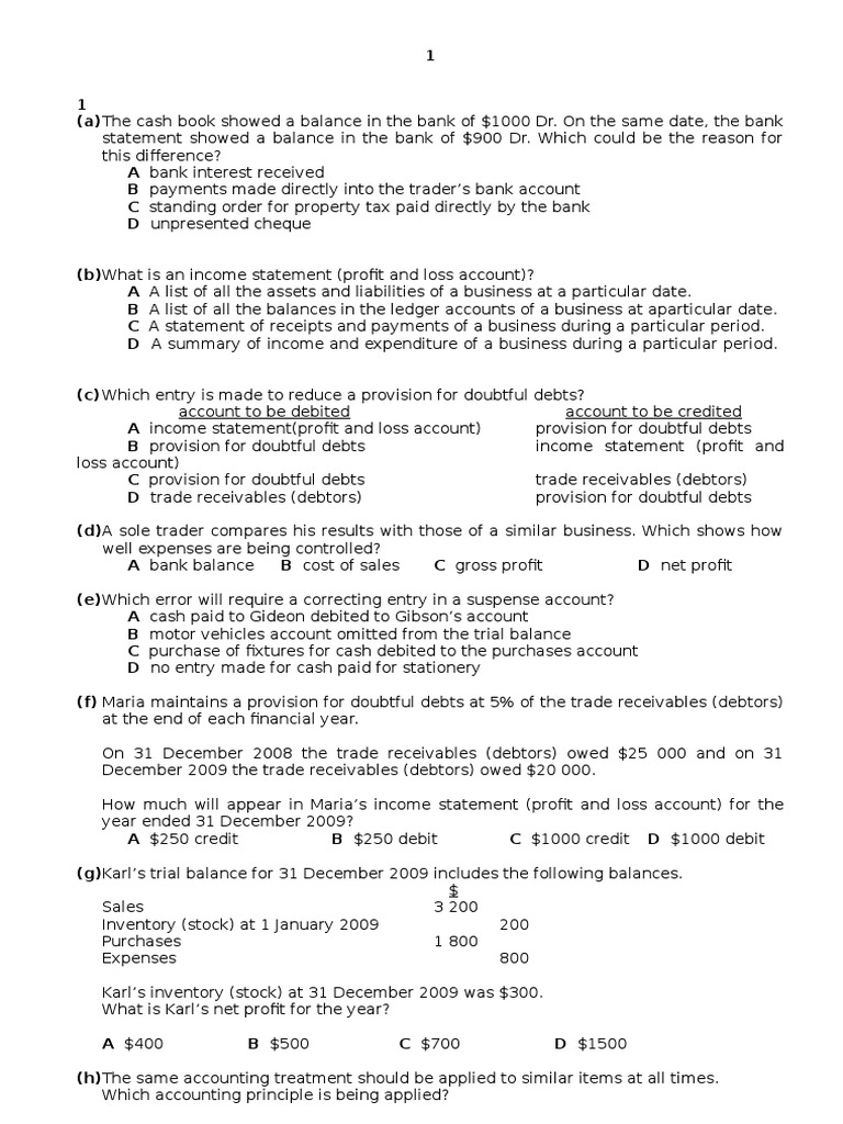 Accounting Paper 1 Dec 2015 | PDF | Debits And Credits | Bookkeeping