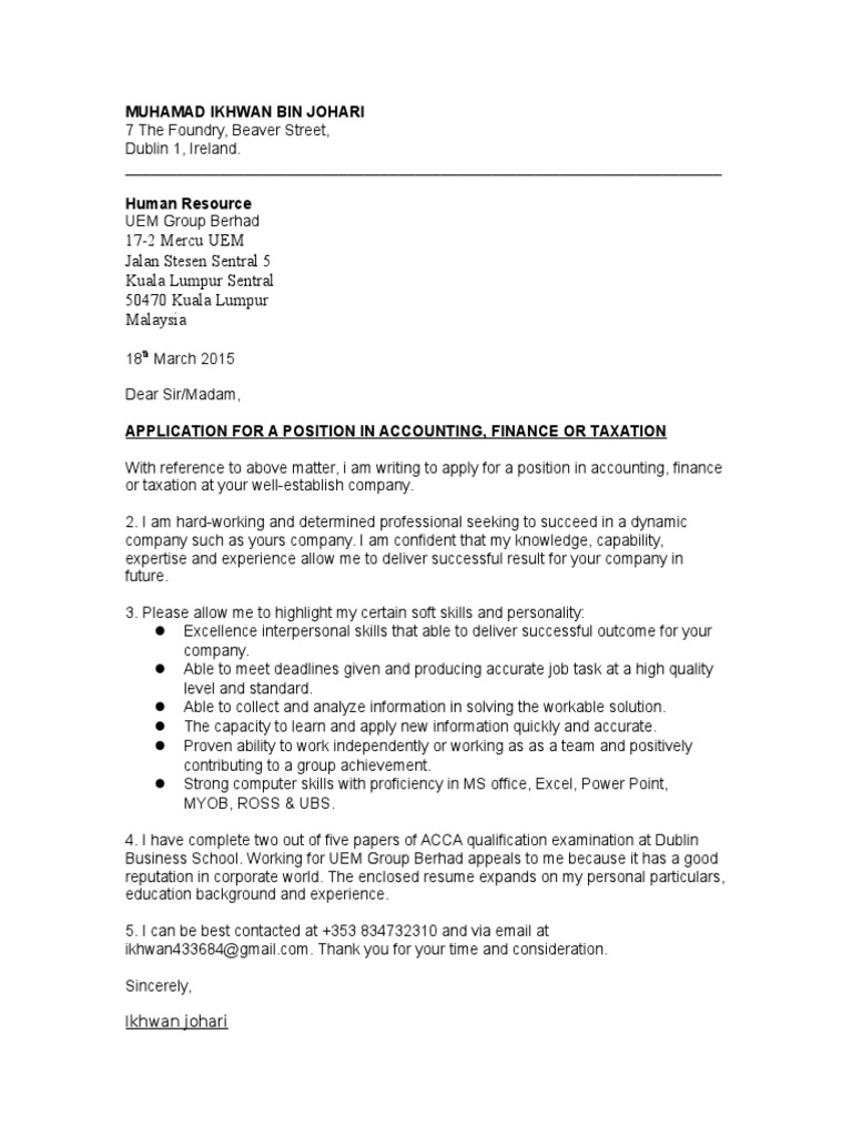 UEM Group Job Application by Ikhwan Johari | PDF | Business