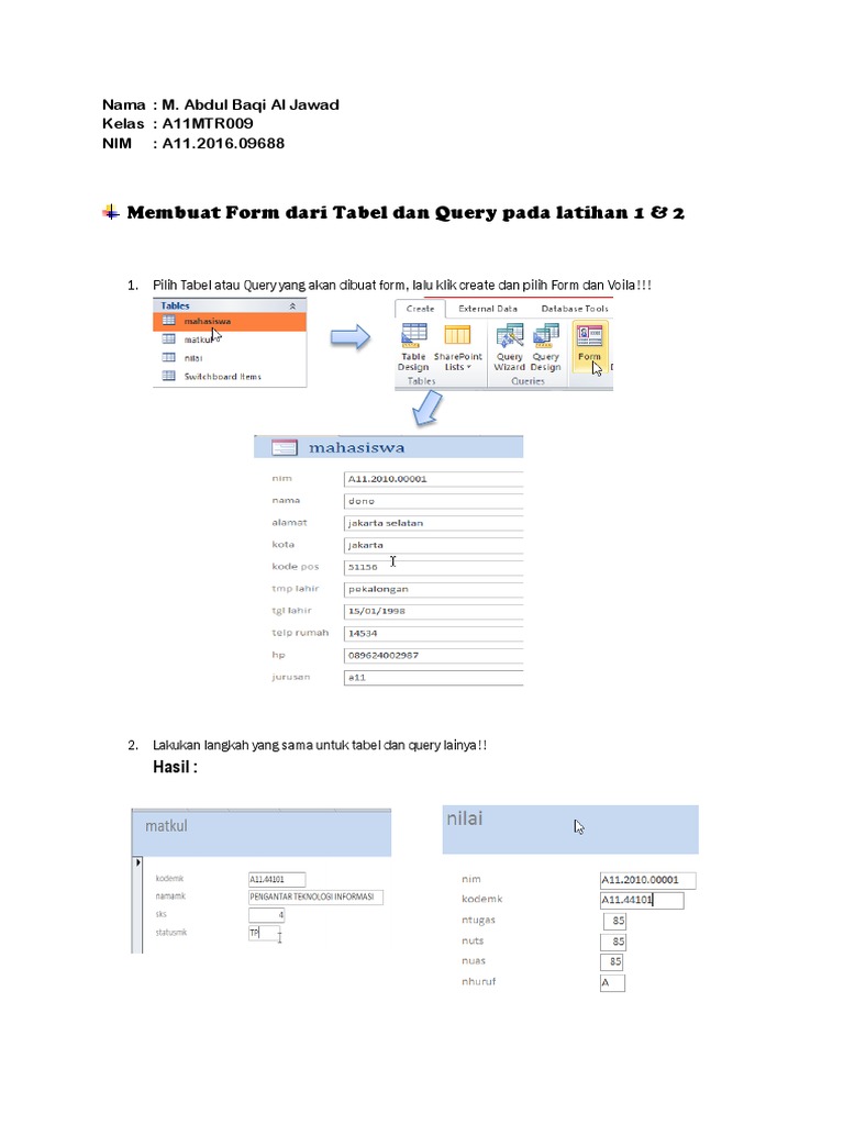 Ms. Access: Membuat Form, Report Dan Switchboard | PDF