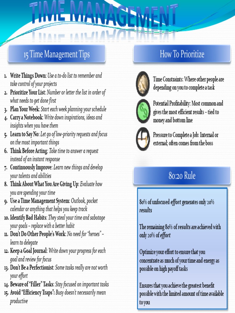 Time Management Handout | PDF | Business | Self-Improvement