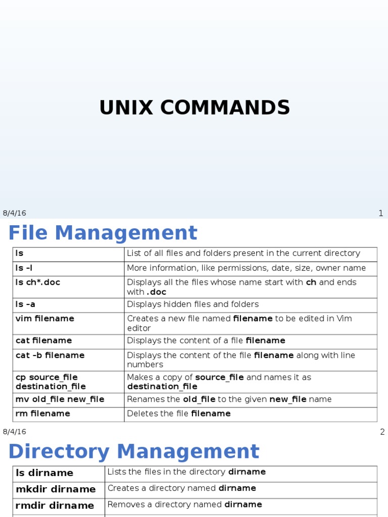 Unix Commands | PDF | Filename | Computer File Unix Commands | PDF | Filename | Computer File