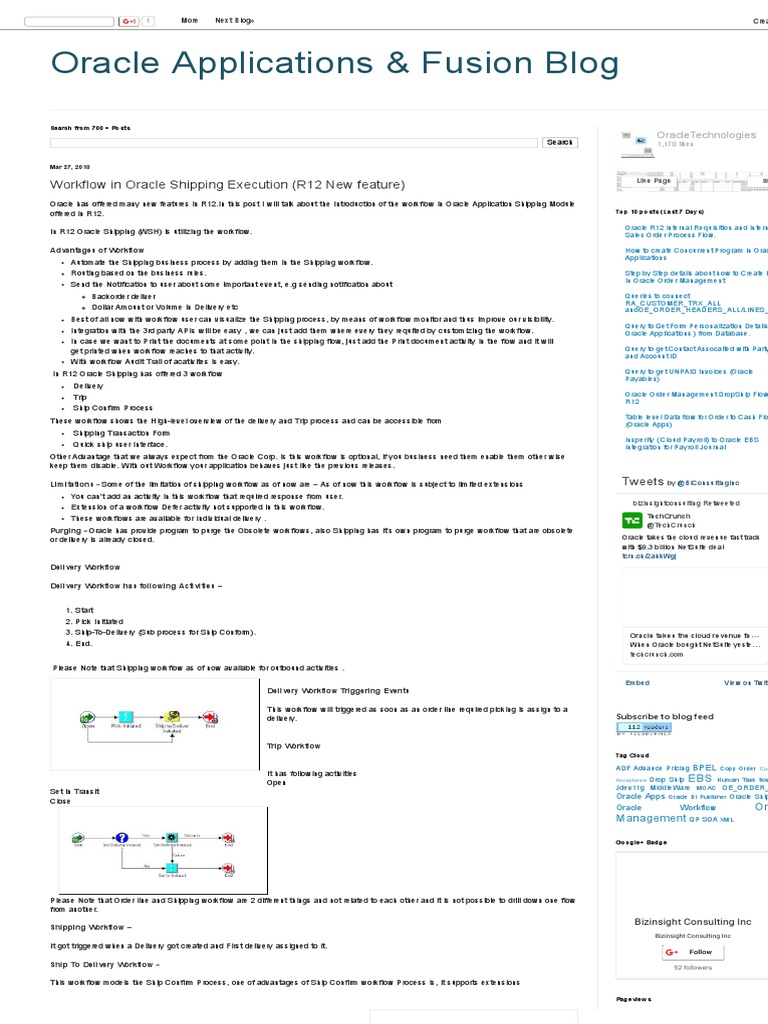 Oracle Workflow in Oracle Shipping Execution (R12 New Feature) | PDF ...