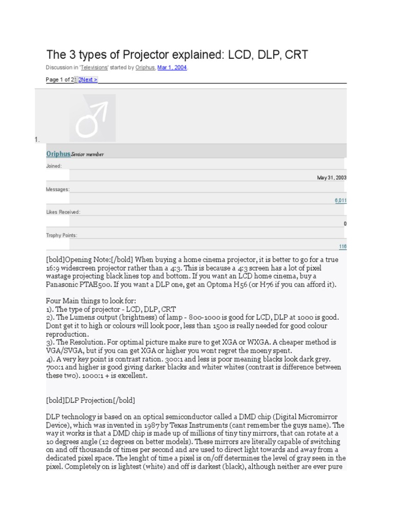 Types of Projector and Its Uses | PDF | Cathode Ray Tube | Liquid ...
