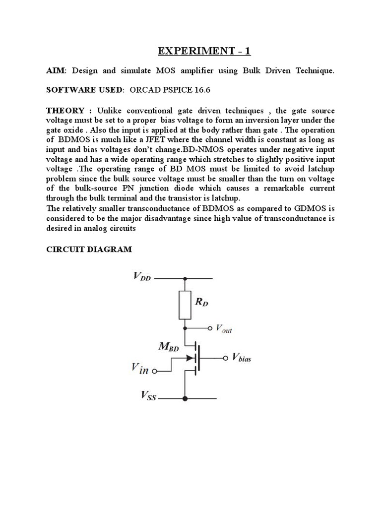 Bulk Driven Amplifier Pdf