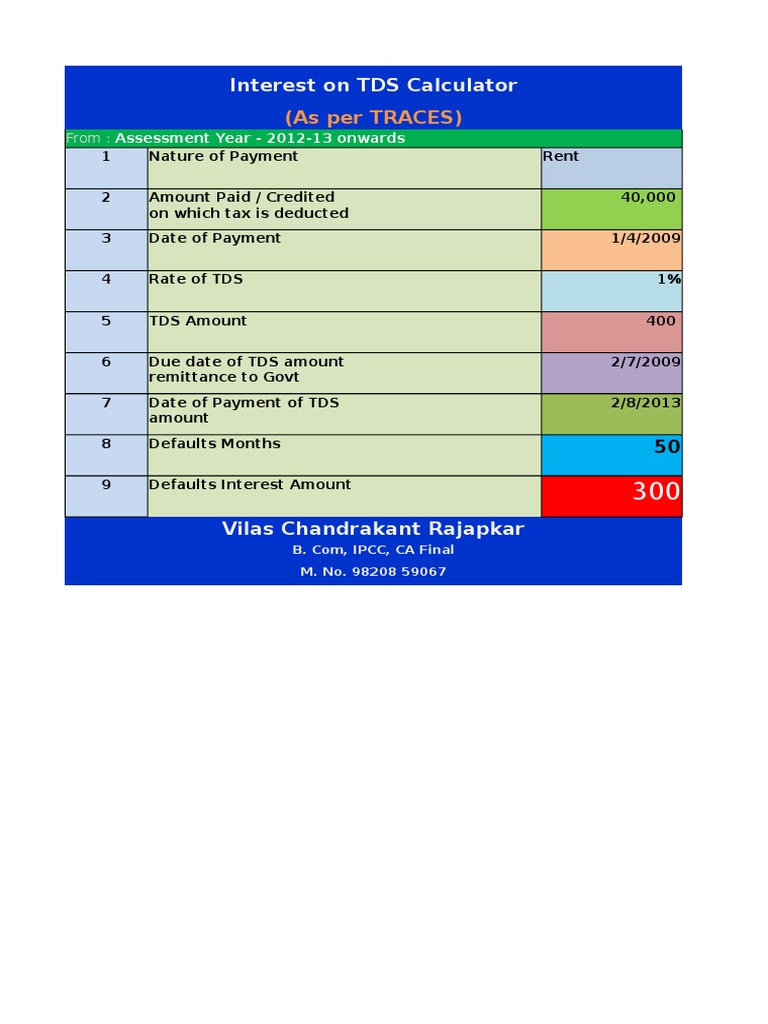 Interest On TDS Calculator: (As Per TRACES) | PDF