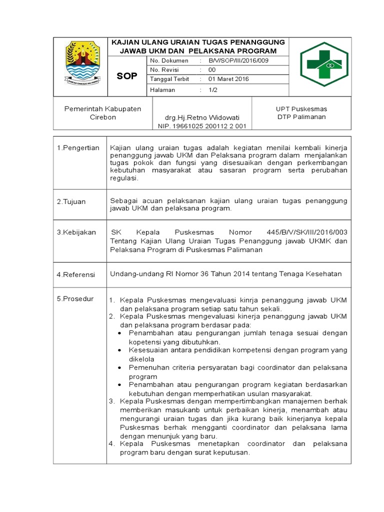 SOP Kajian Ulang Uraian Tugas | PDF