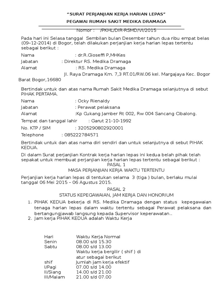 Contoh Surat Perjanjian Kontrak Karyawan Harian Conto - vrogue.co Contoh Surat Perjanjian Kontrak Karyawan Harian Conto - vrogue.co