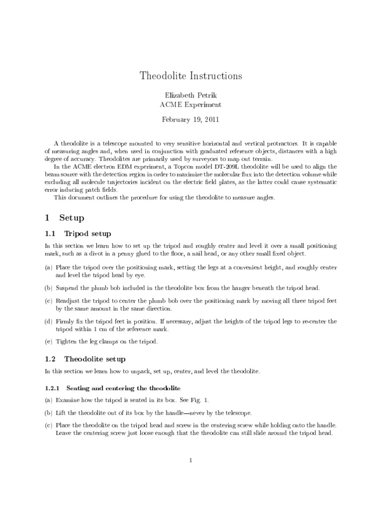 Theodolite Instructions | Surveying | Optical Devices