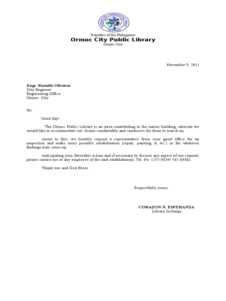 Letter Request-Repaint Library | PDF