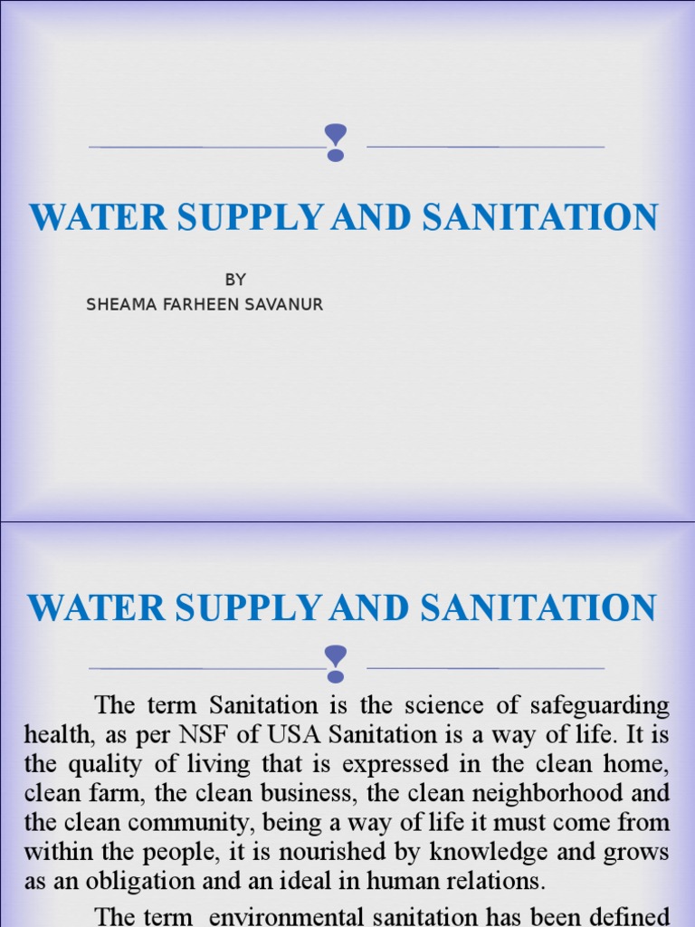 Water Supply and Sanitation Overview | PDF | Water Purification ...