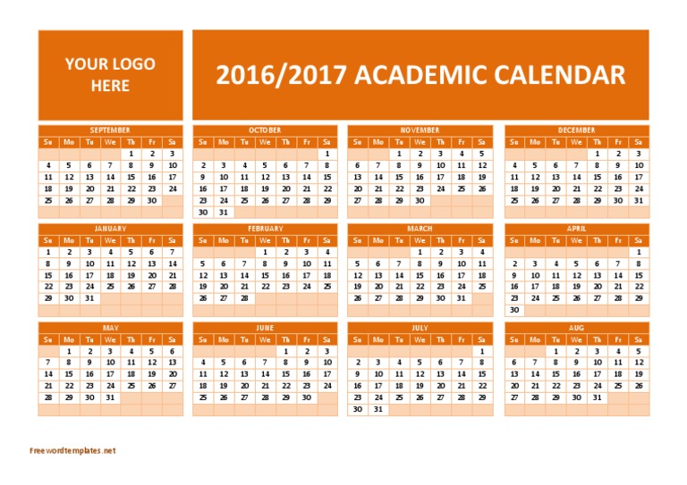 2016-2017 Academic Calendar Template | PDF | Home & Garden