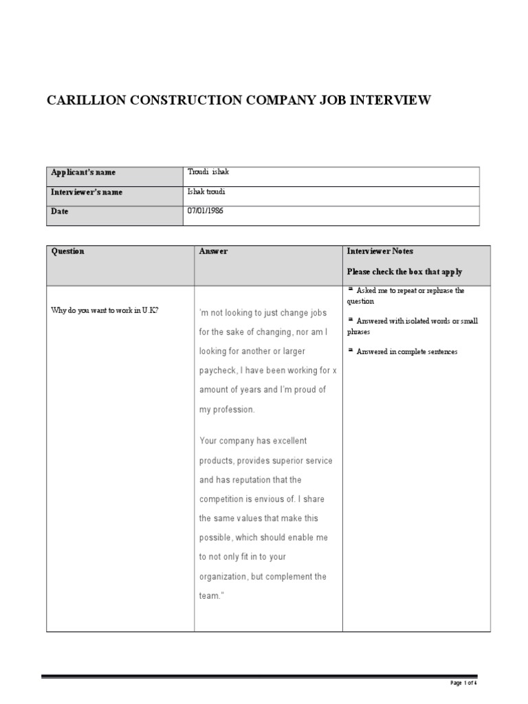 Carillion Construction Interview Insights | PDF | English Language ...