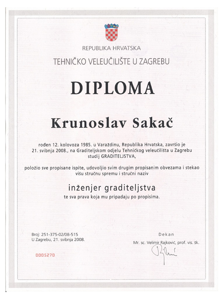 DIPLOMA - (Ing - Grad. Visokogradnje) | PDF