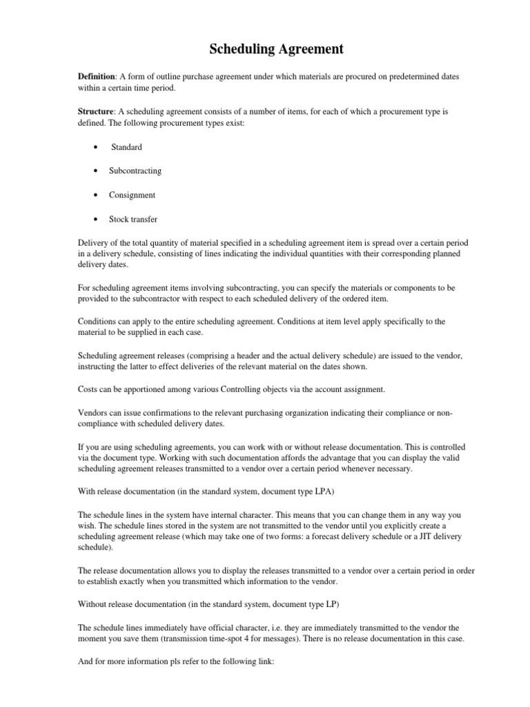Scheduling Agreement | PDF | Server (Computing) | Business