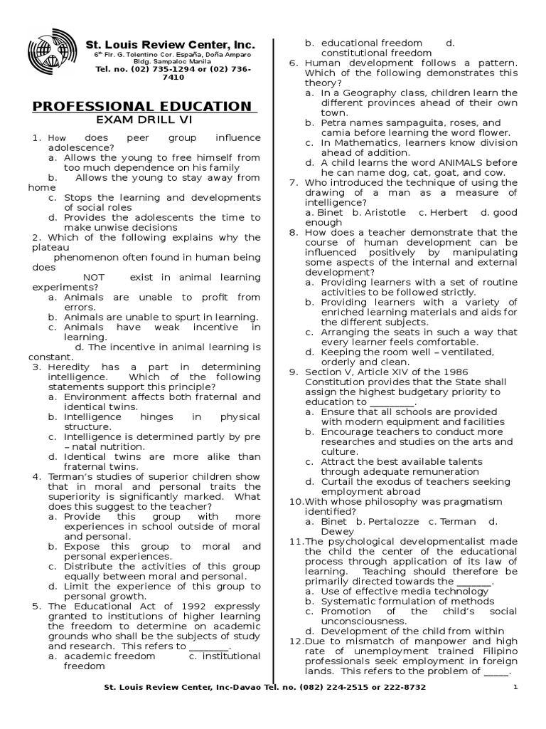 LET Reviewer 2016 Professional Education | Teachers | Test (Assessment)