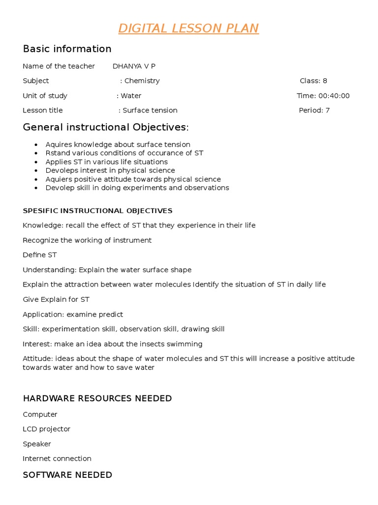 Digital Lesson Plan | Download Free PDF | Lesson Plan | Psychological ...