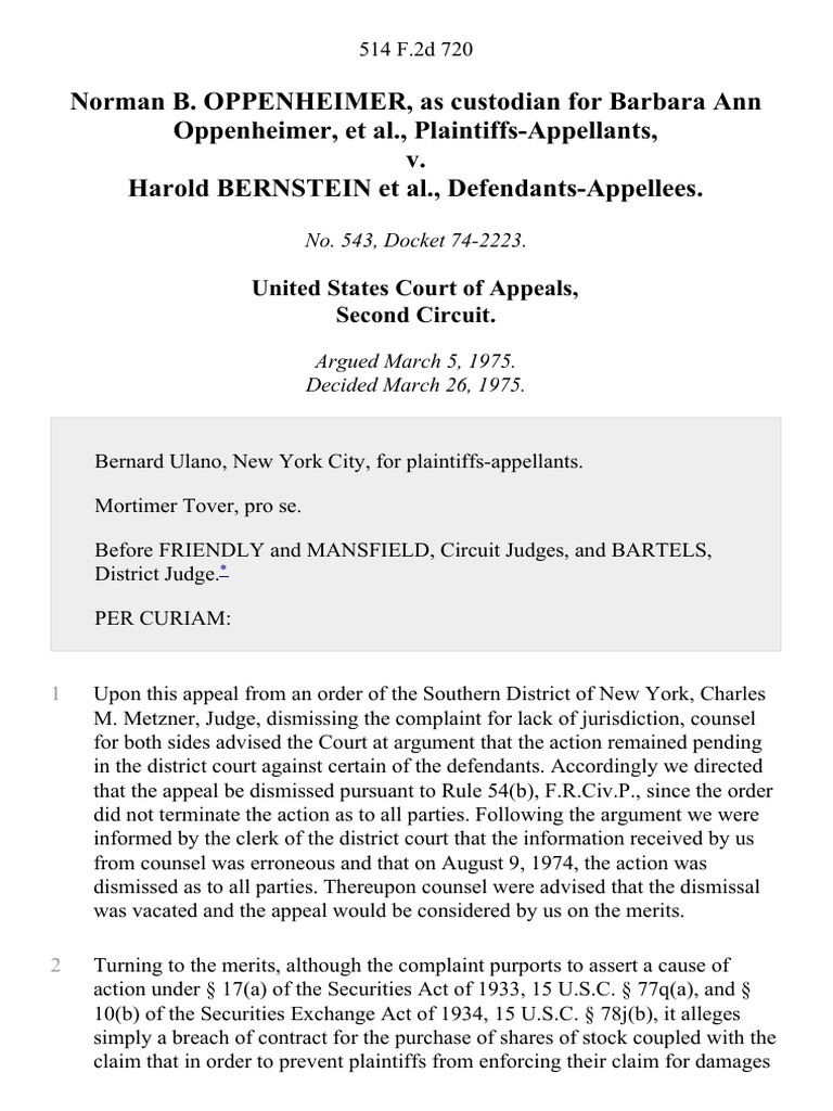 Norman B. Oppenheimer, As Custodian For Barbara Ann Oppenheimer v ...
