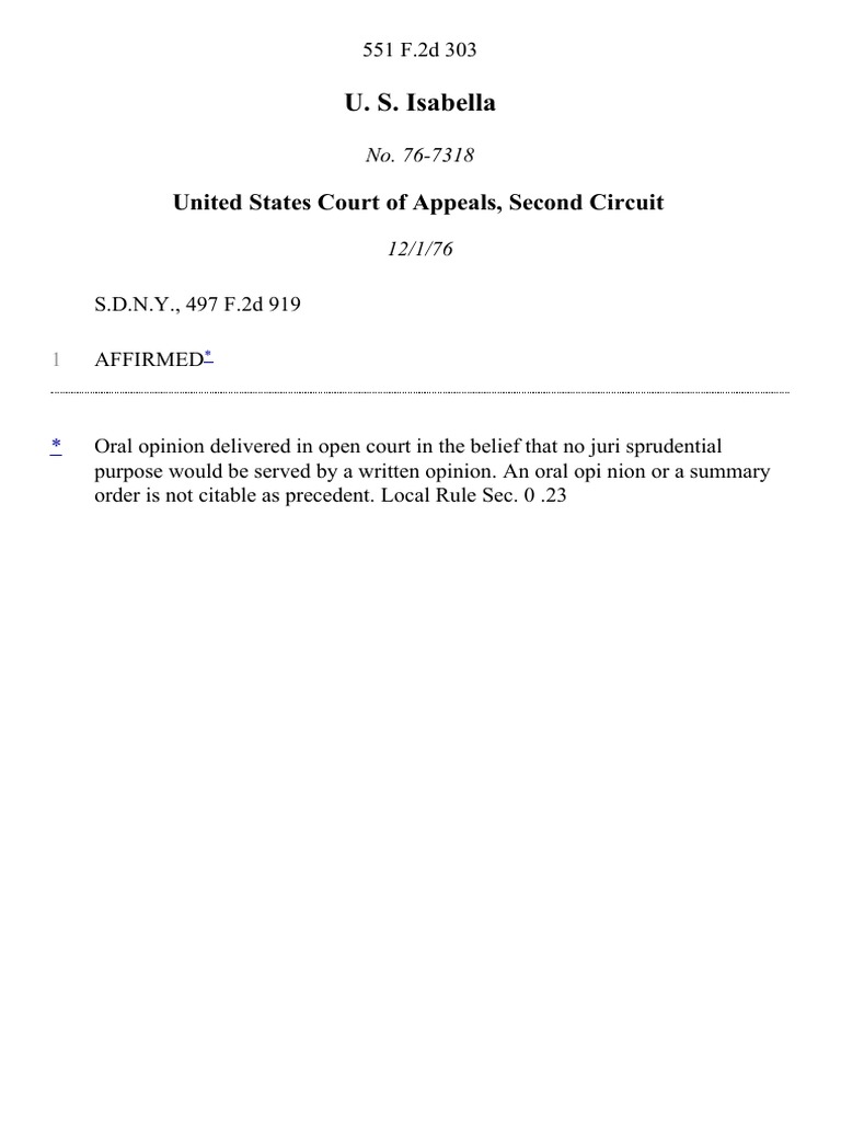 U. S. Isabella, 551 F.2d 303, 2d Cir. (1976) | PDF | Federal Reporter ...
