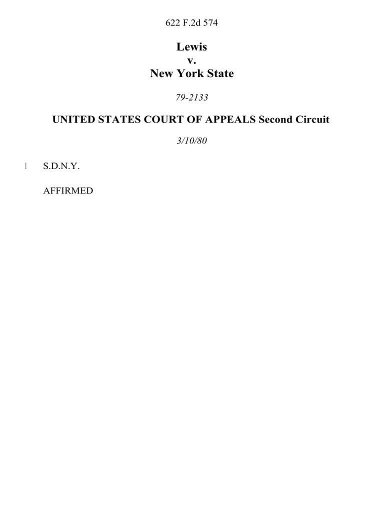Lewis v. New York State, 622 F.2d 574, 2d Cir. (1980) | PDF