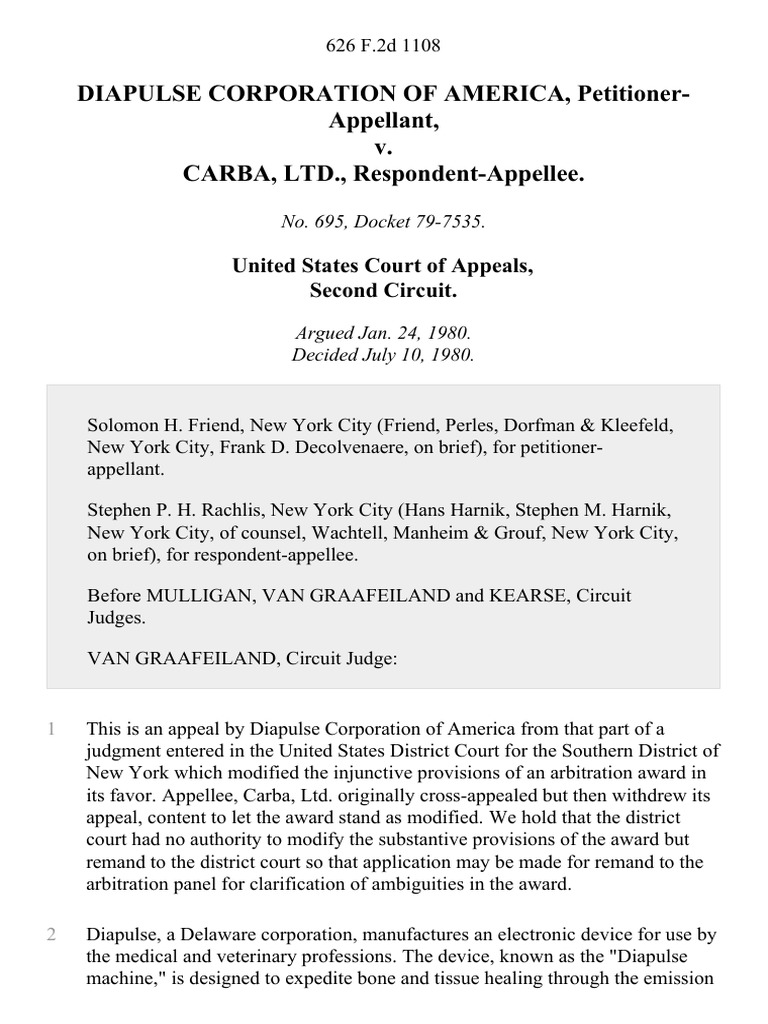 Diapulse Corporation of America v. Carba, LTD., 626 F.2d 1108, 2d Cir ...