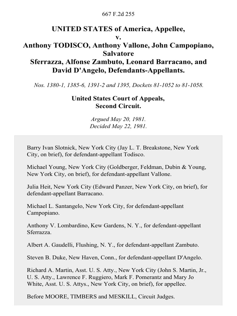 United States v. Anthony Todisco, Anthony Vallone, John Campopiano ...