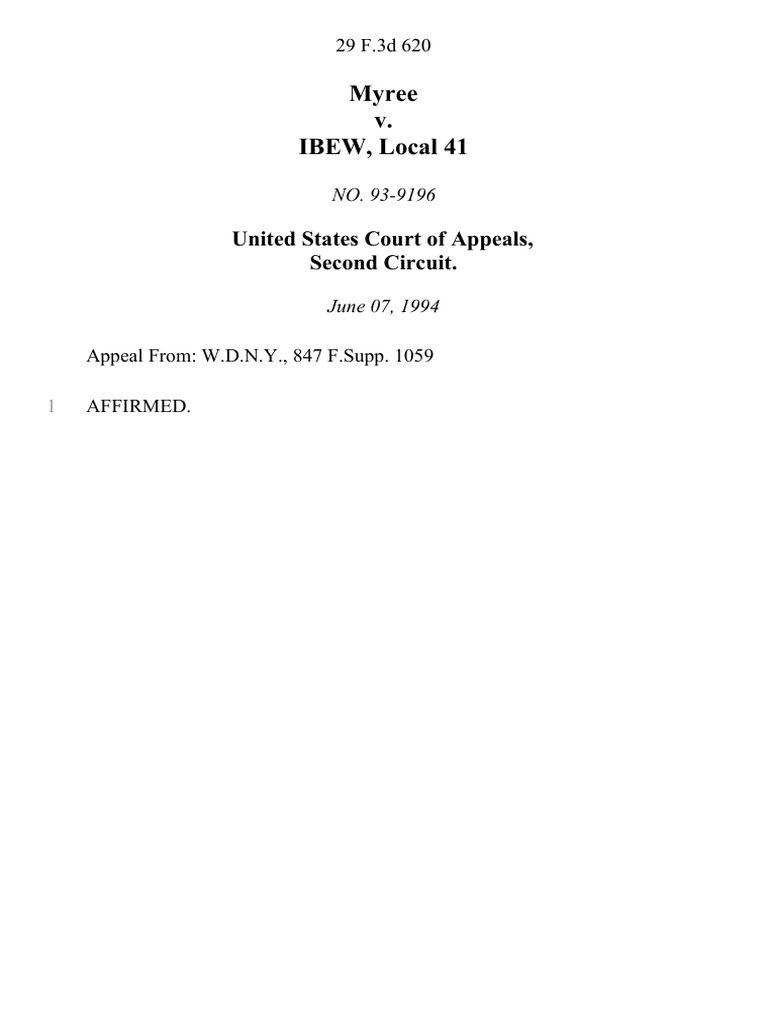 Myree v. Ibew, Local 41, 29 F.3d 620, 2d Cir. (1994) | PDF