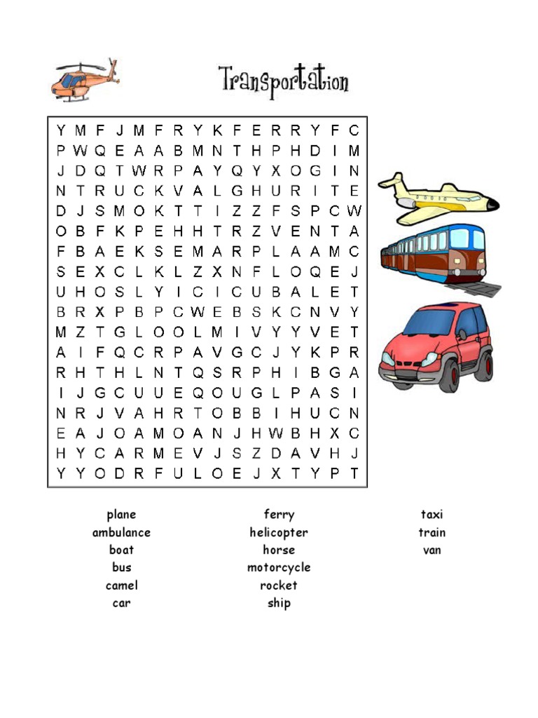 Transportation Wordsearch | PDF