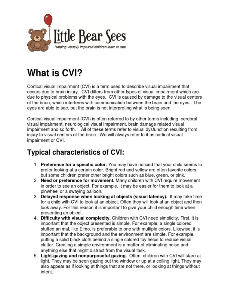 What-Is-Cvi-Printable-Handout 2 - Little Bear Sees | PDF | Visual ...