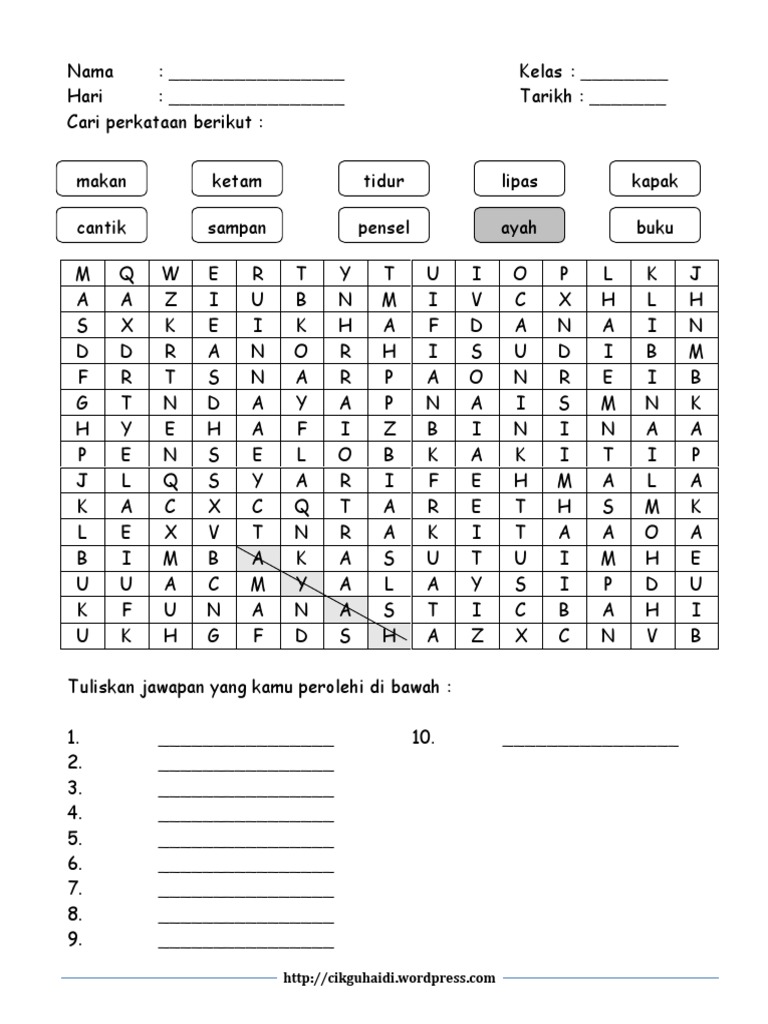 Microsoft Word - Cari Perkataan Tersembunyi PDF | PDF