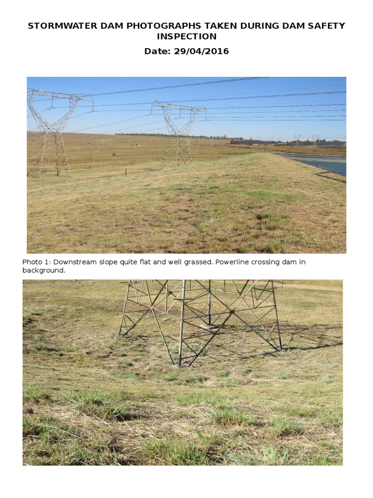 Stormwater Dam Photographs Taken During Dam Safety Inspection Date: 29 ...