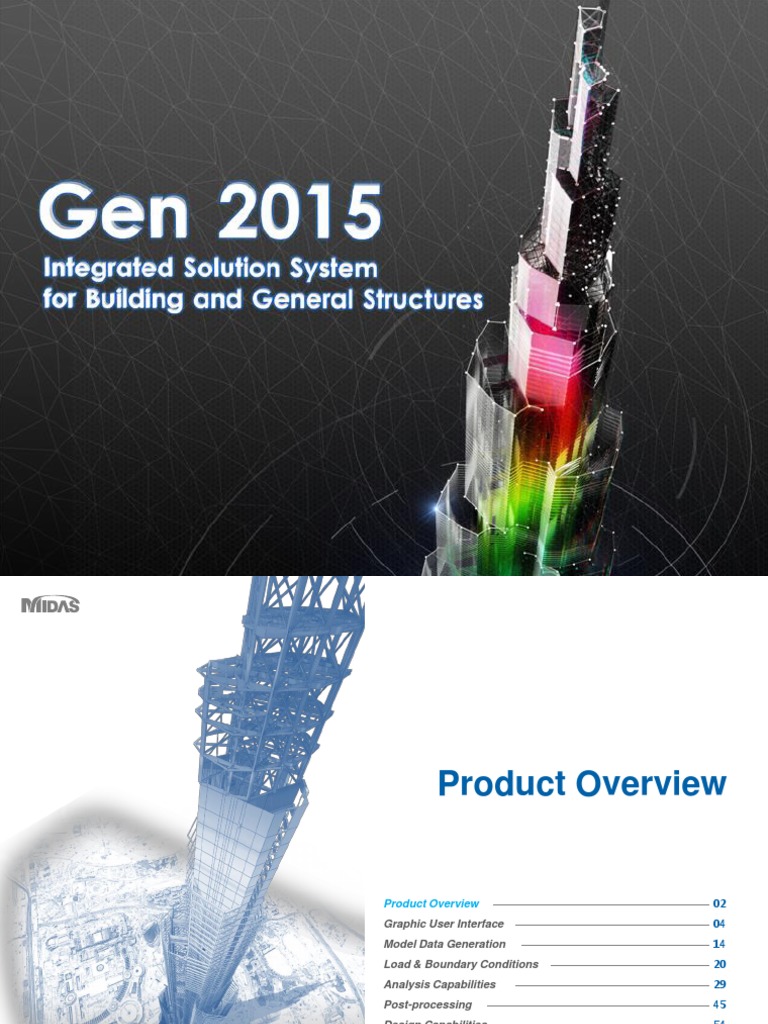 Midas Gen: Comprehensive Design Overview | PDF | Structural Load | Bending