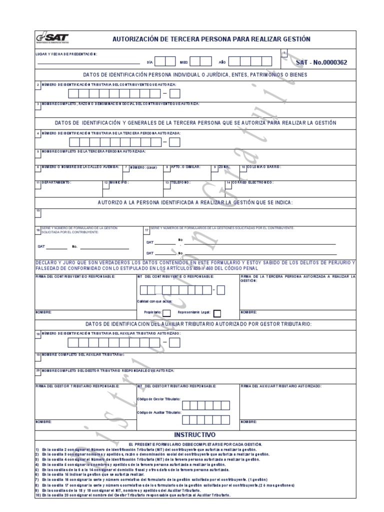 Formulario Sat 362 PDF | PDF