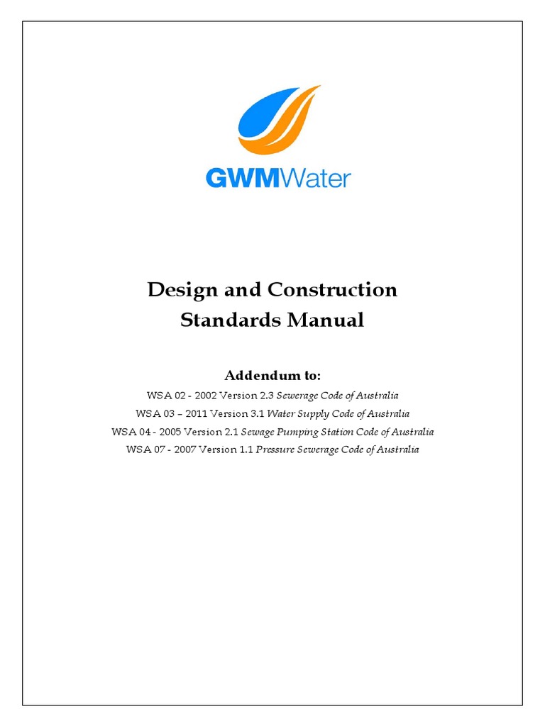 Design and Construction Standards Manual | PDF | Water Supply Network | Pipe (Fluid Conveyance)