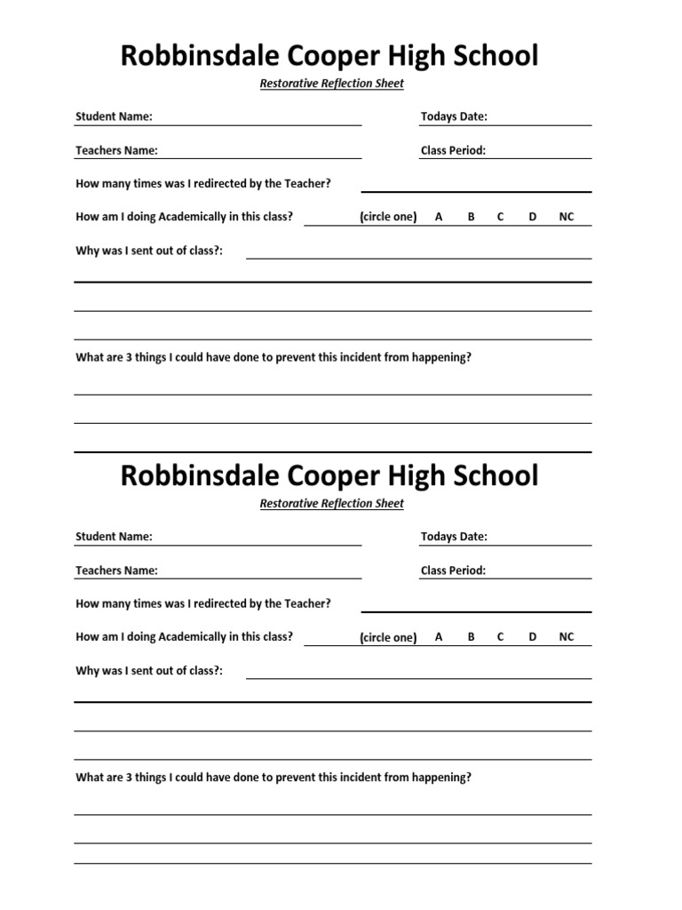 Restorative Reflection Sheet | PDF