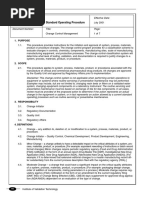 Change Control Management SOP | PDF | Food And Drug Administration | Industries