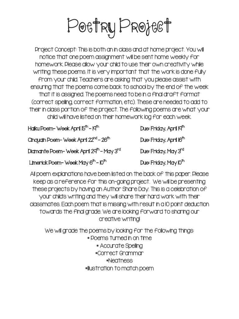 Weekly Poetry Project Guidelines | PDF