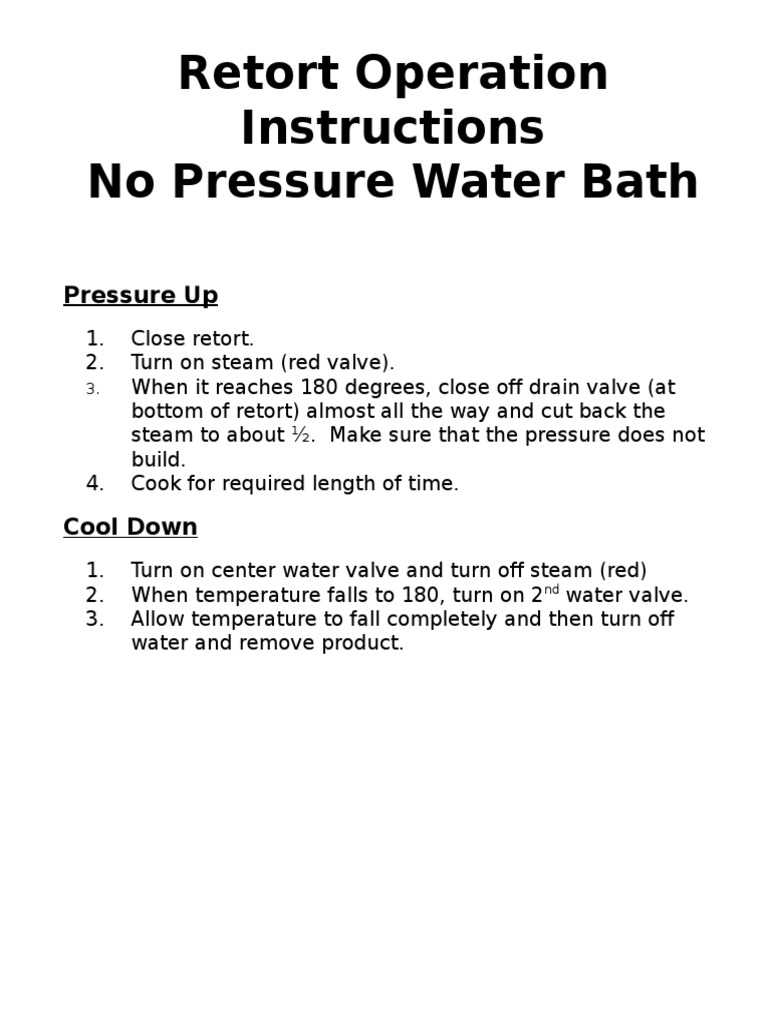 Retort Operation Instructions Guide | PDF | Technology & Engineering