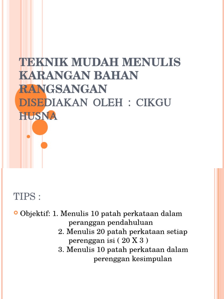Teknik Mudah Menulis Karangan Bahan Rangsangan BM Tingkatan 2 | PDF