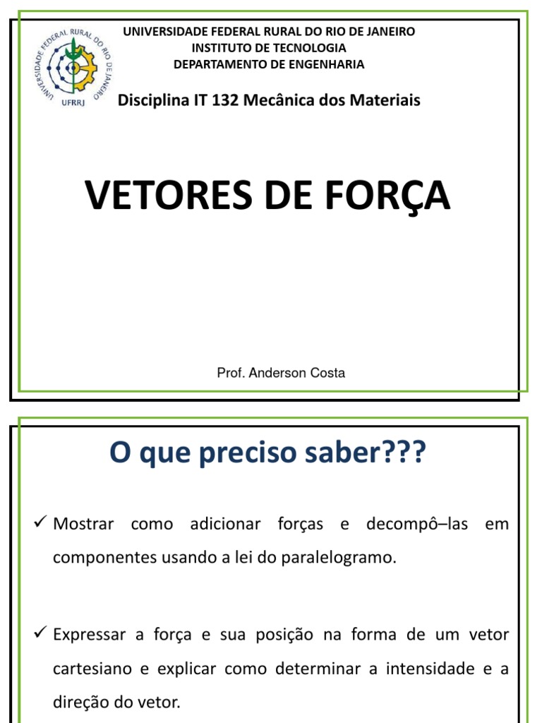 Capitulo 2 Vetores de Forca | PDF | Vetor euclidiano | Mecânica Clássica