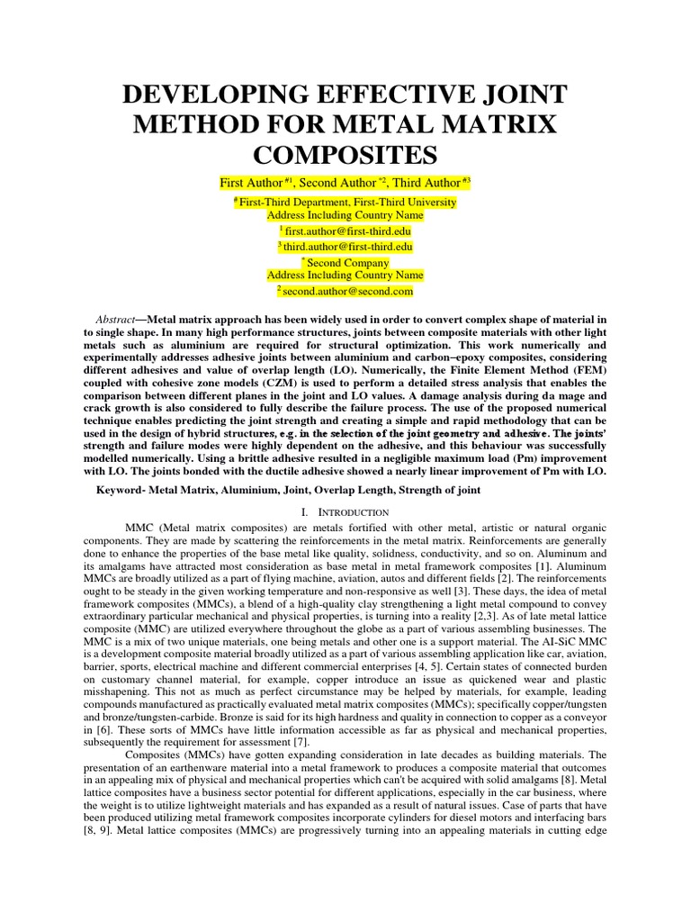 IJET Paper Word Template A4 V5 | PDF | Composite Material | Solid