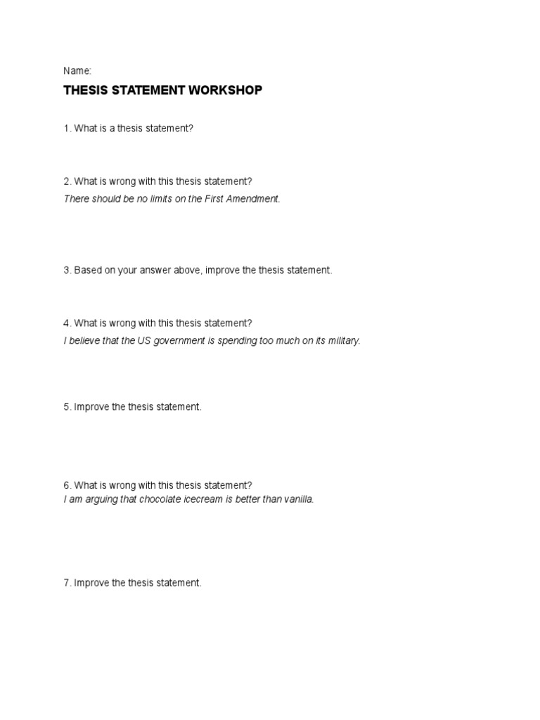 Thesisstatementworkshop PDF | PDF