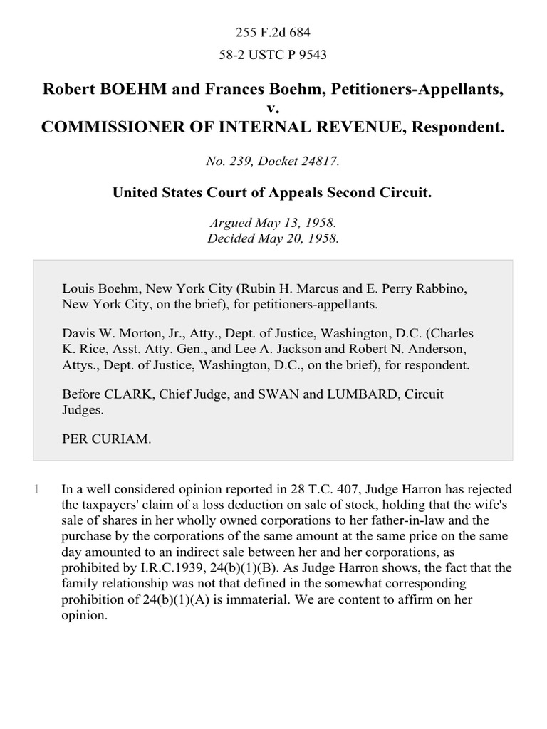 Robert Boehm and Frances Boehm v. Commissioner of Internal Revenue, 255 ...