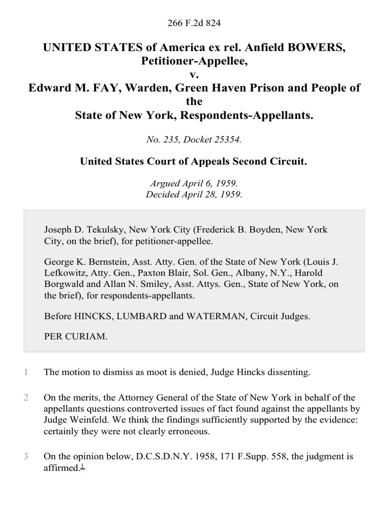 United States of America Ex Rel. Anfield Bowers v. Edward M. Fay ...